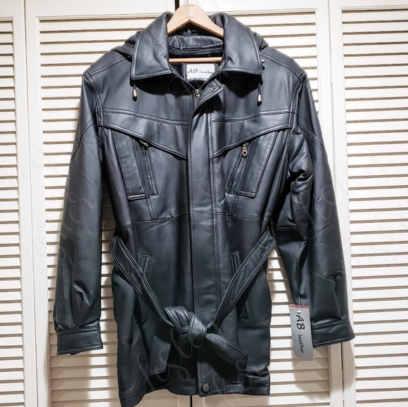AB Leather | Jackets & Coats | Vintage Ab Belted Leather Jacket | Poshmark